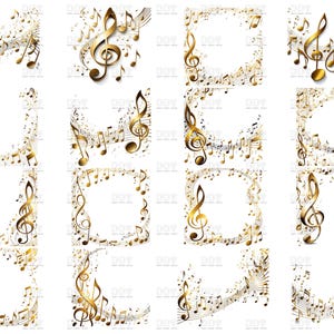 Gold Music Notes Clipart, PNG Overlays, Commercial Use (digital ...