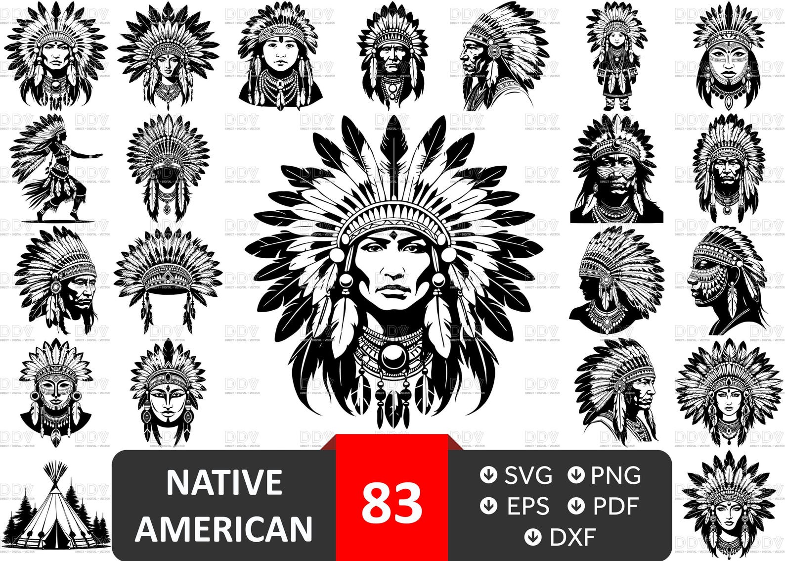 Native American Svg ,native American Svg Bundle, Chief Svg, Headdress ...