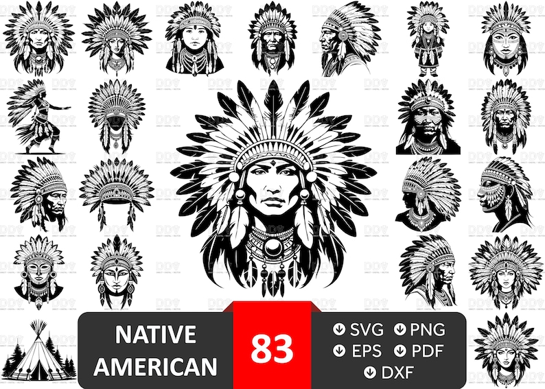 Native American Svg ,native American Svg Bundle, Chief Svg, Headdress ...