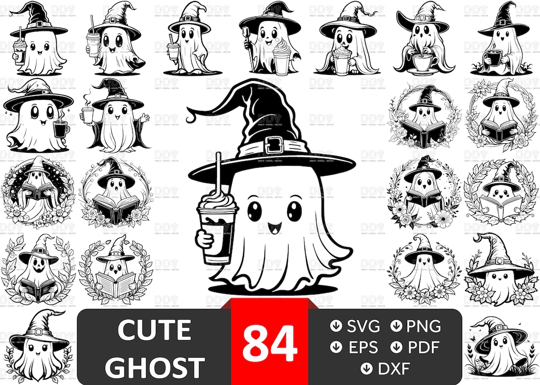 Cute Ghost Svg Bundle, Cute Ghost Graphics, Cute Ghost Svg Cut File ...