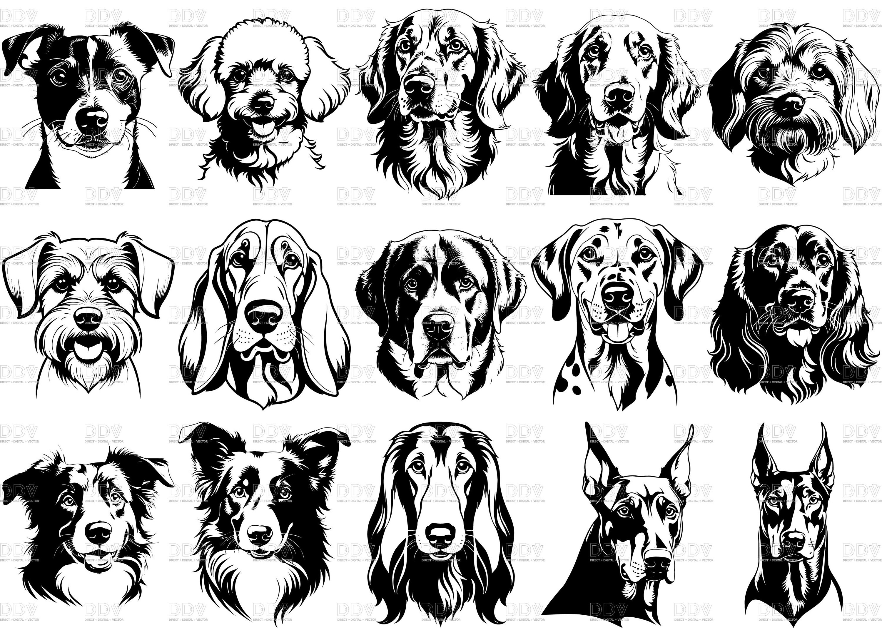 Dog Head Svg Bundle, Dog Head Svg, Vector File, Dog Head Svg Cut Files, Dog Face Svg, Dog Head ...