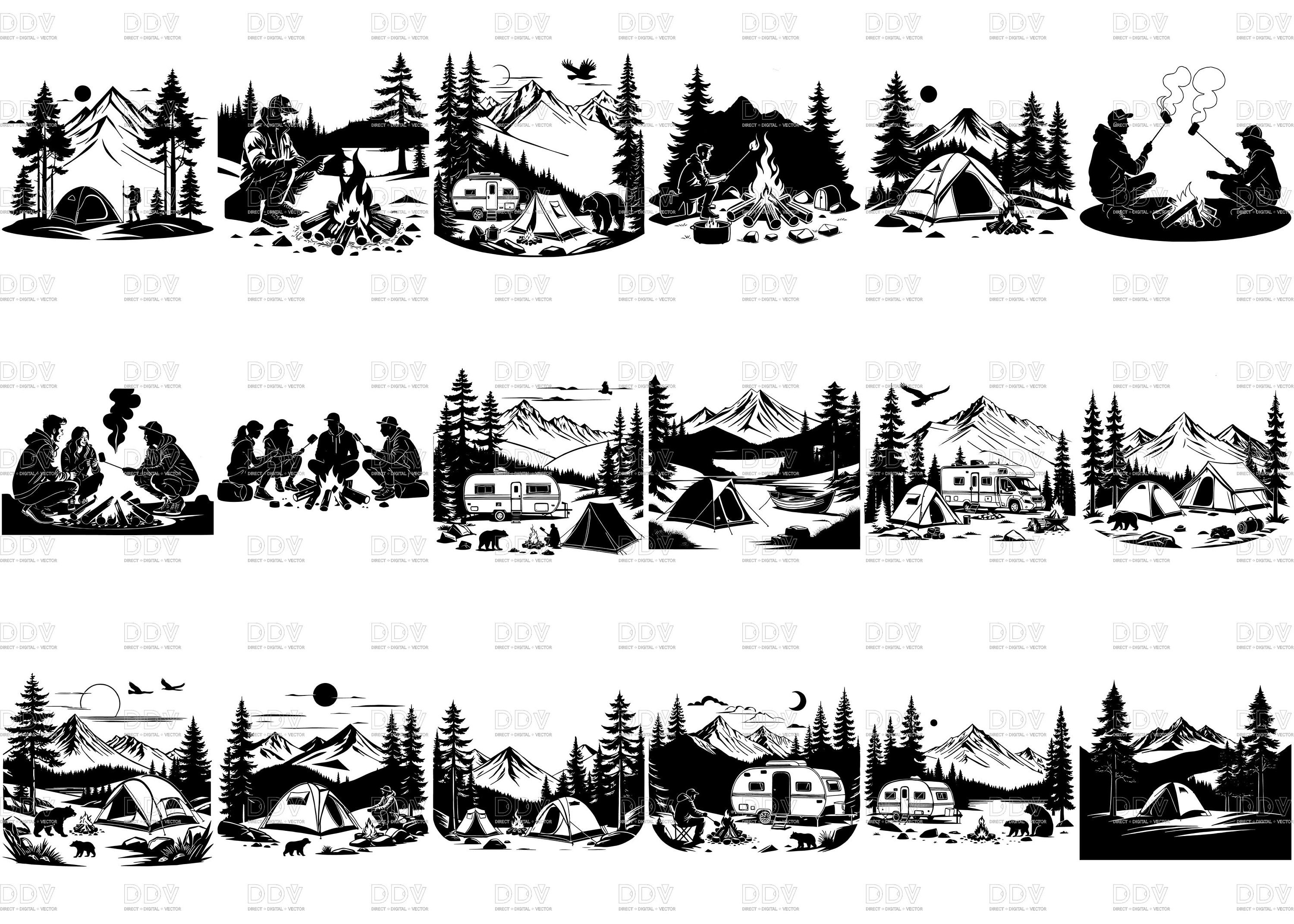 CAMPING SVG Bundle, CAMPING Clipart, Camping Silhouette, Campfire Svg ...