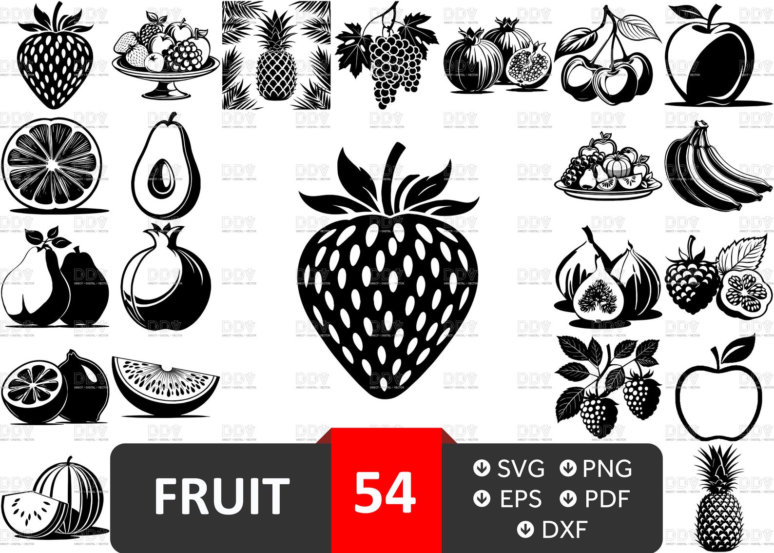 Fruit Svg, Fruit Svg Bundle, Fruit Png, Fruit Clipart, Summer Fruit ...