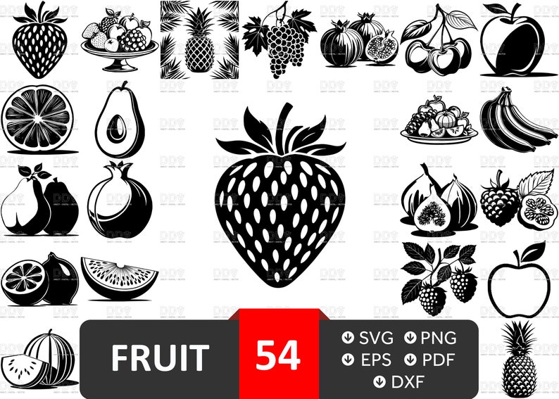Fruit Svg, Fruit Svg Bundle, Fruit Png, Fruit Clipart, Summer Fruit ...