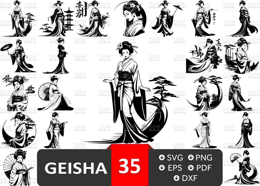 Geisha Svg, Geisha Svg Bundle, Geisha Cut File, Japanese Geisha Svg ...