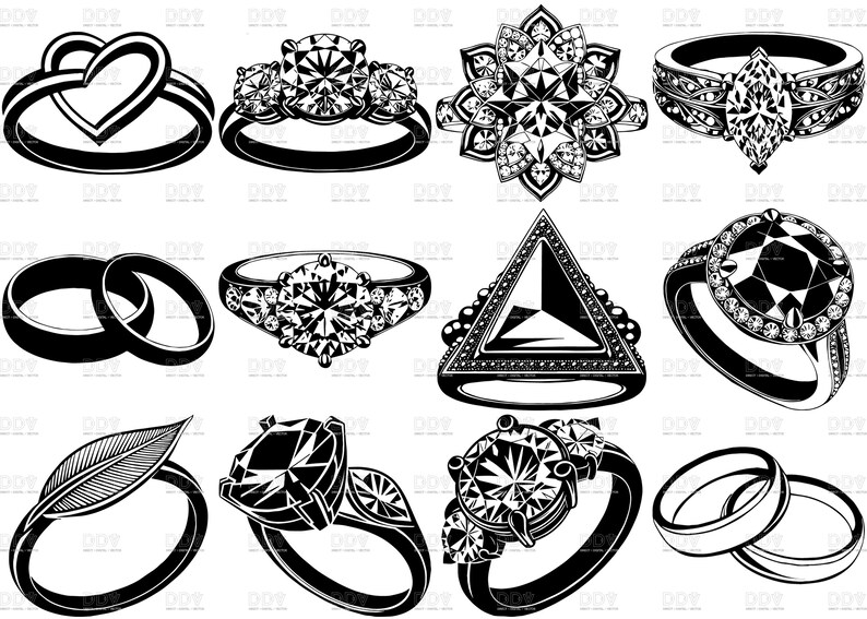 Ring Svg Bundle, Wedding Ring Svg, Two Rings Svg, Marriage Rings Svg ...