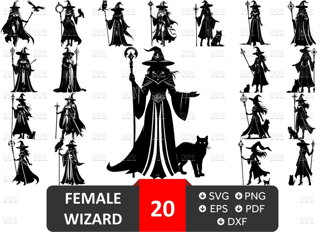 Wizard Svg,wizard Vector File,fantasy Scene Svg,female Wizard Svg ...