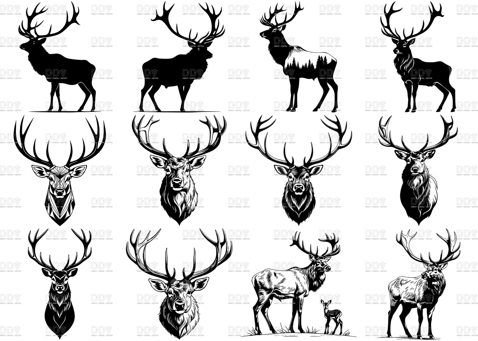 Deer SVG, Deer Svg Bundle, Deer Cut Files, Deer Png, Deer Head Svg ...