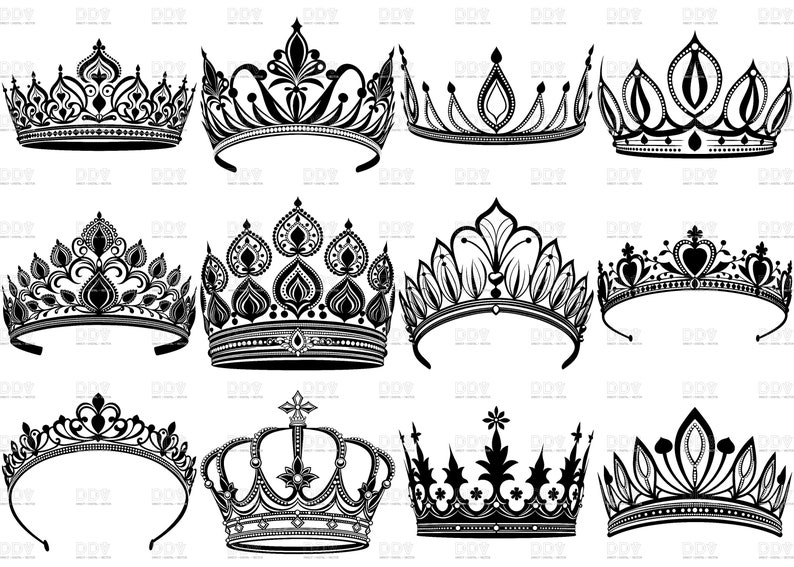 Crown SVG Bundle: Royal Designs, Queen, King, Princess (digital Files ...