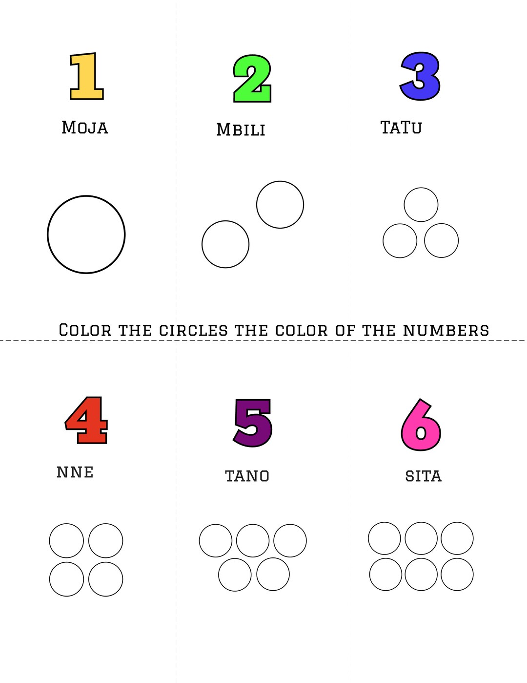 Swahili Number Coloring Page - Etsy