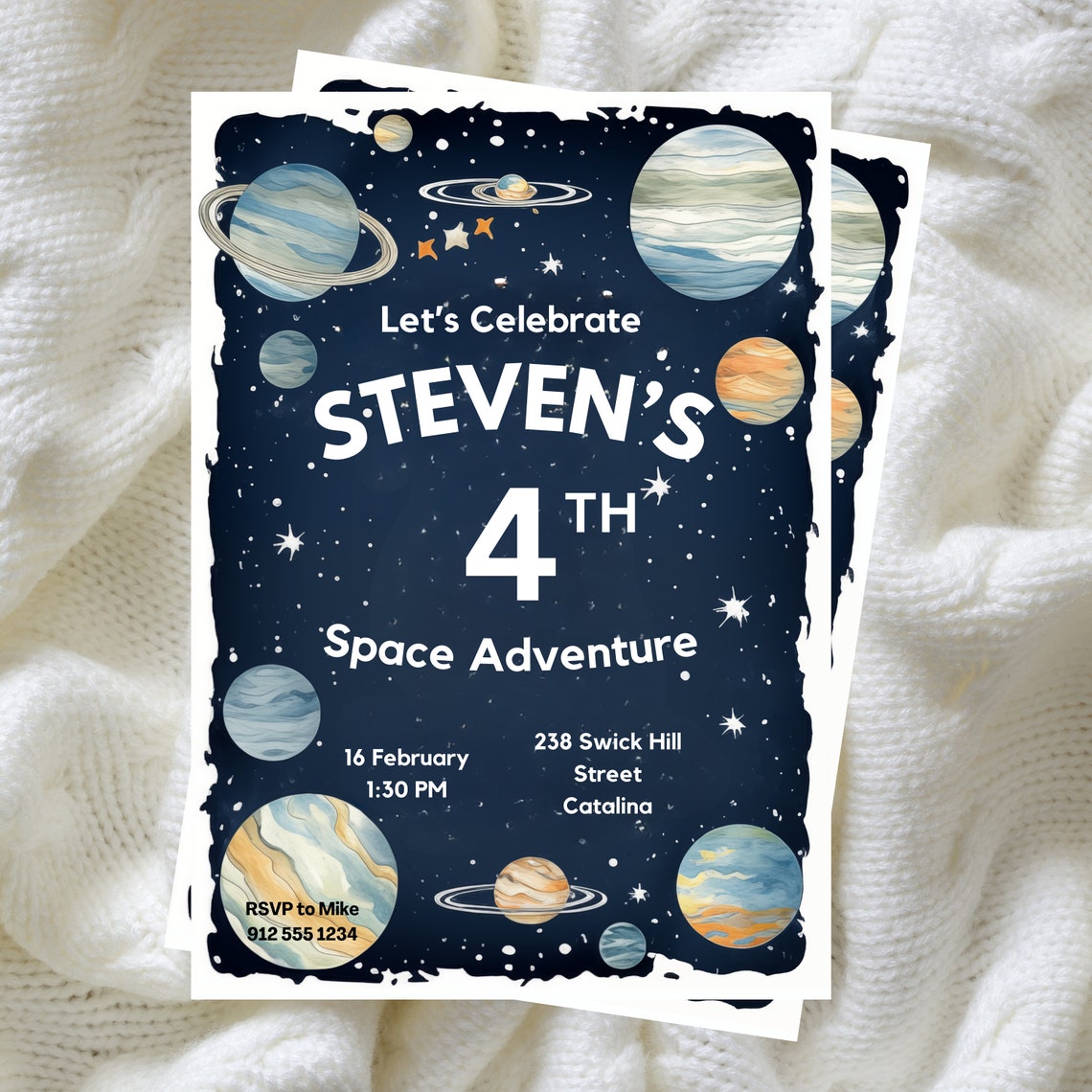 Outer Space Birthday Invitation, Space Birthday Party Invitation ...