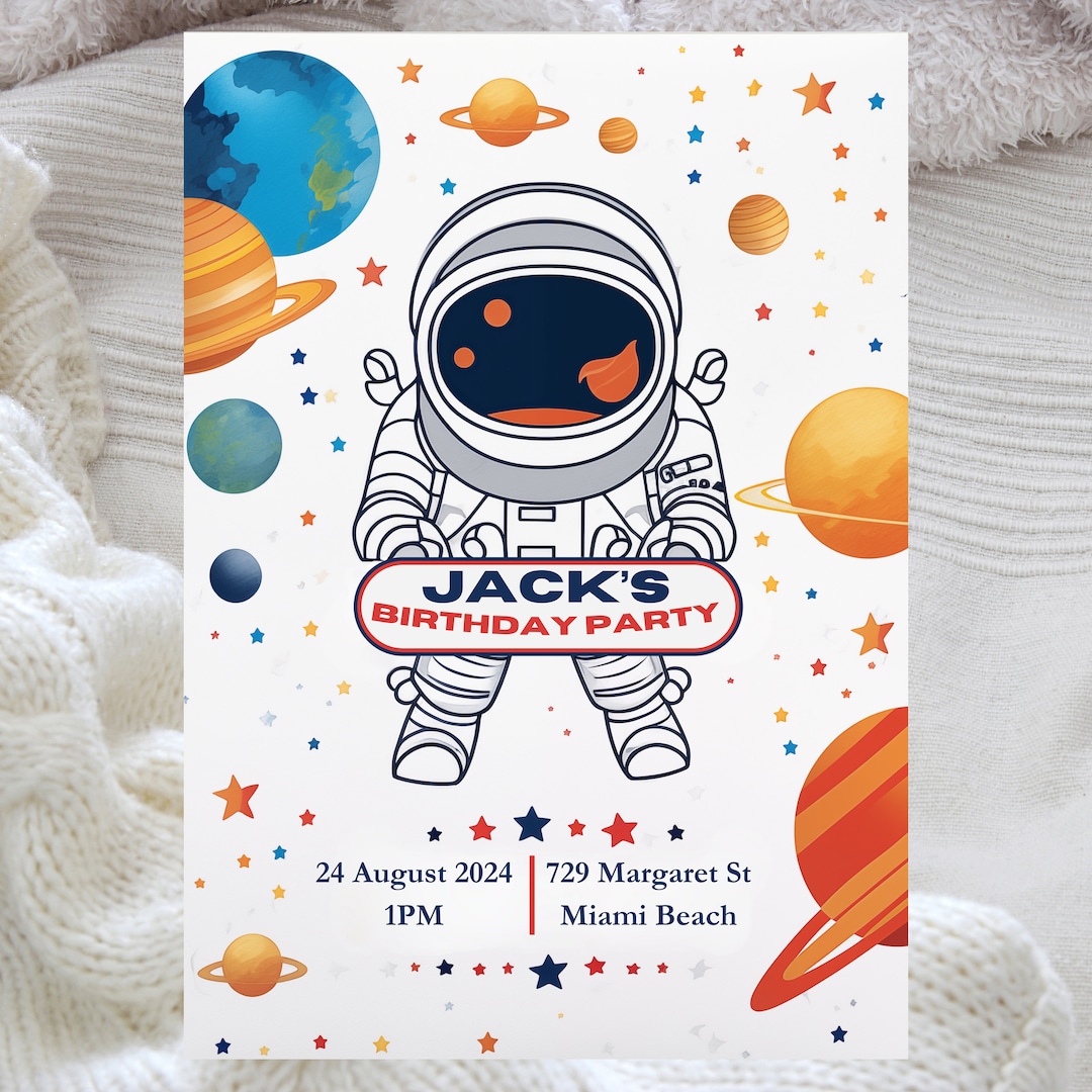 Astronaut Birthday Invite,space Birthday Party Invitation, Customisable ...