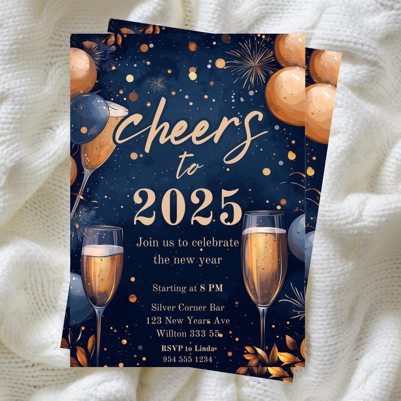Festive New Year's Eve Invitation, Editable Template (digital) - Etsy
