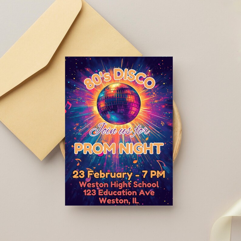 Prom Night Invitation, Elegant Dance Party, Editable Digital Template ...