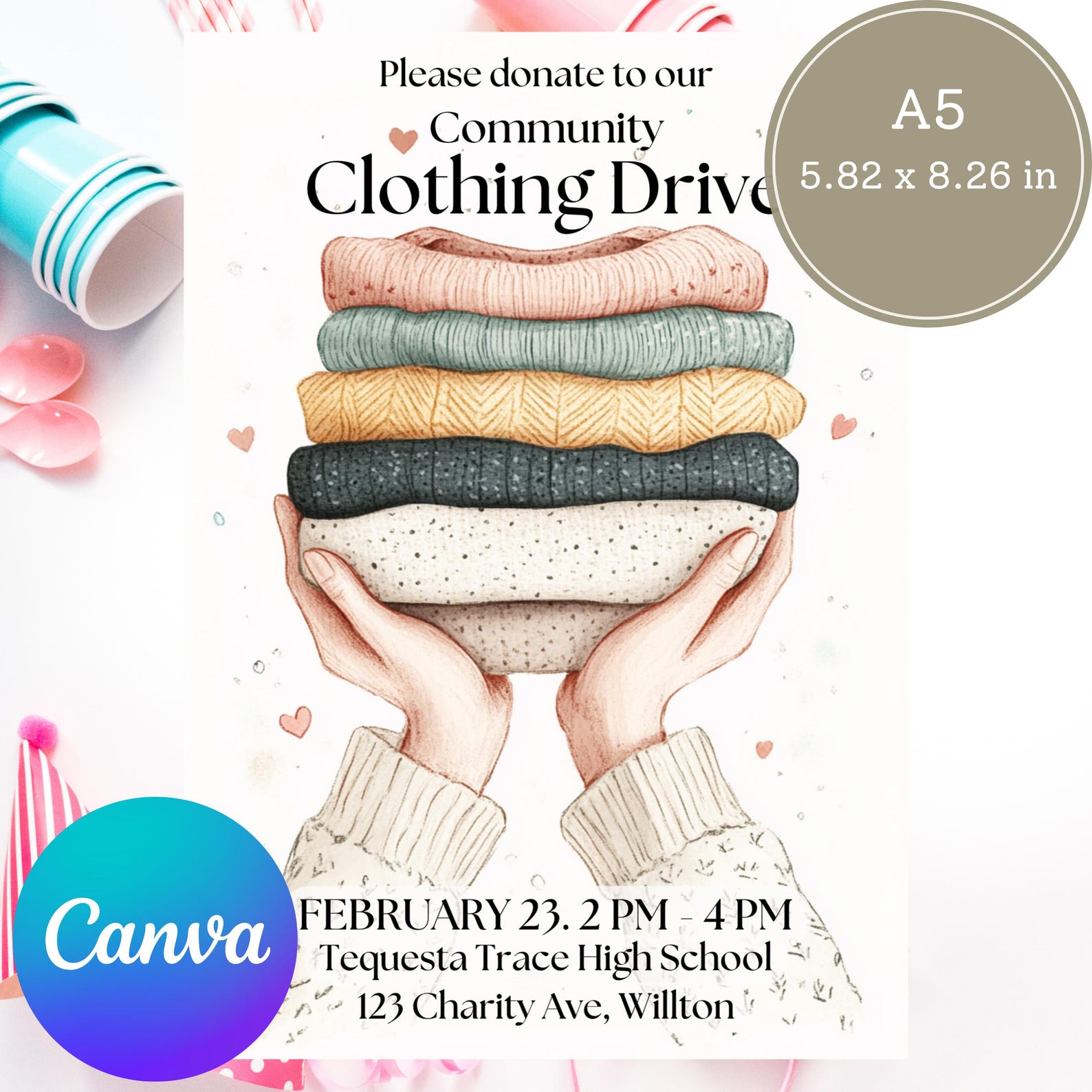 Clothing Donation Drive Invitation: Editable Charity Event Template ...
