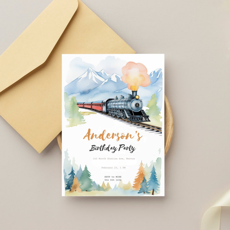 Charming Train Themed Birthday Party Invite, Chugga Train Invite, Cute ...