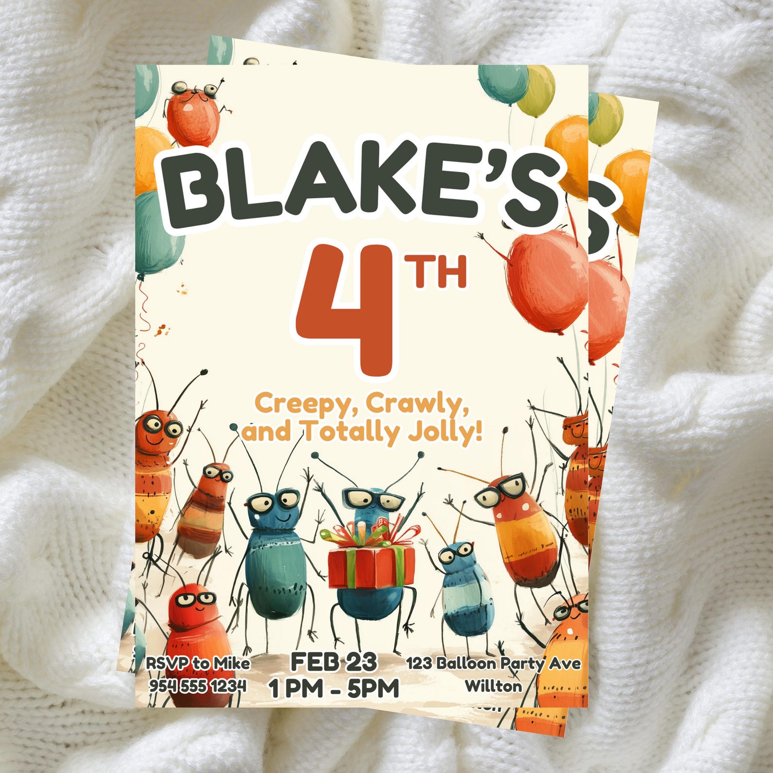 Bug Bash Birthday Invitation, Funny Kids Party, Editable Digital ...