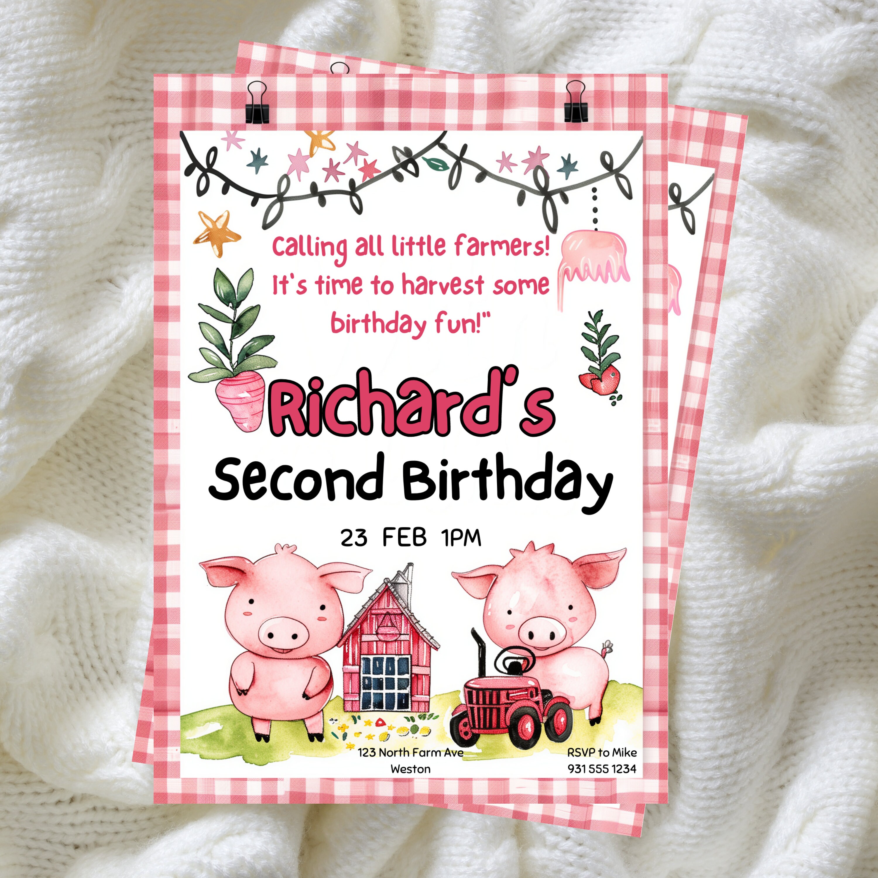Ranch Birthday Invitation, Editable Farm Birthday Invitation, Pigs and ...