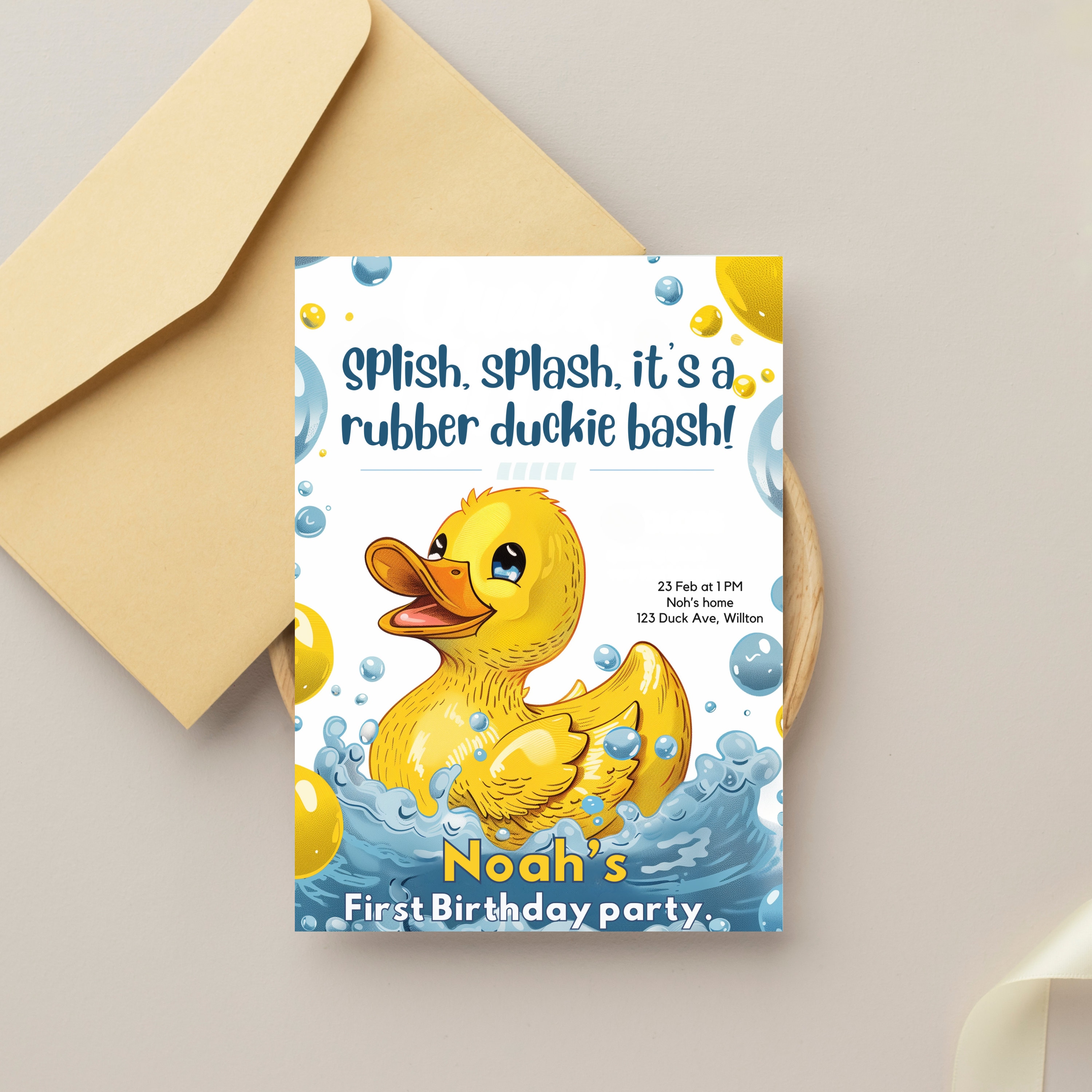 Editable Rubber Duck Birthday Invitation, Boys 1st Birthday Party ...