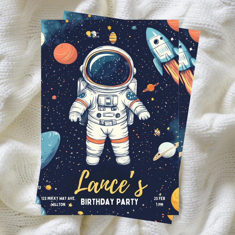 Astronaut Birthday Invitation: Editable Outer Space Rocket Party ...