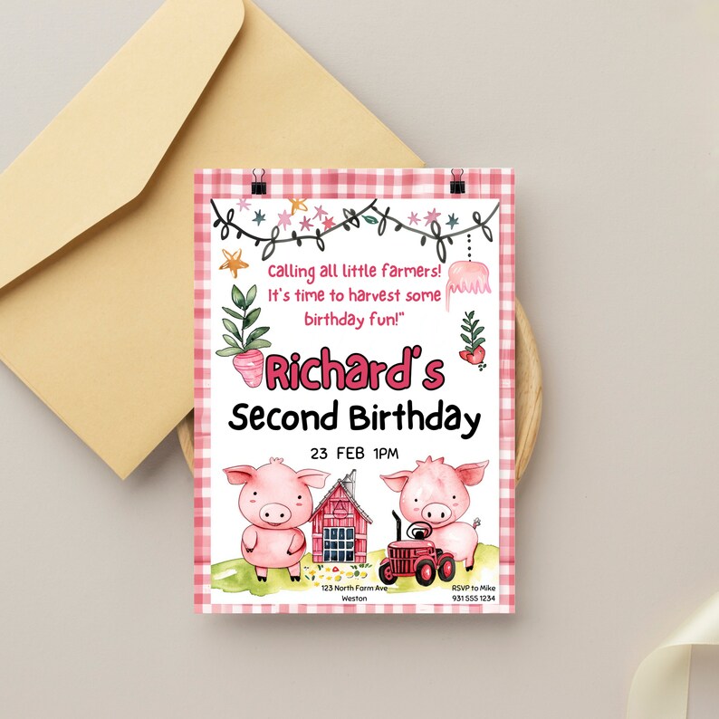Ranch Birthday Invitation, Editable Farm Birthday Invitation, Pigs and ...
