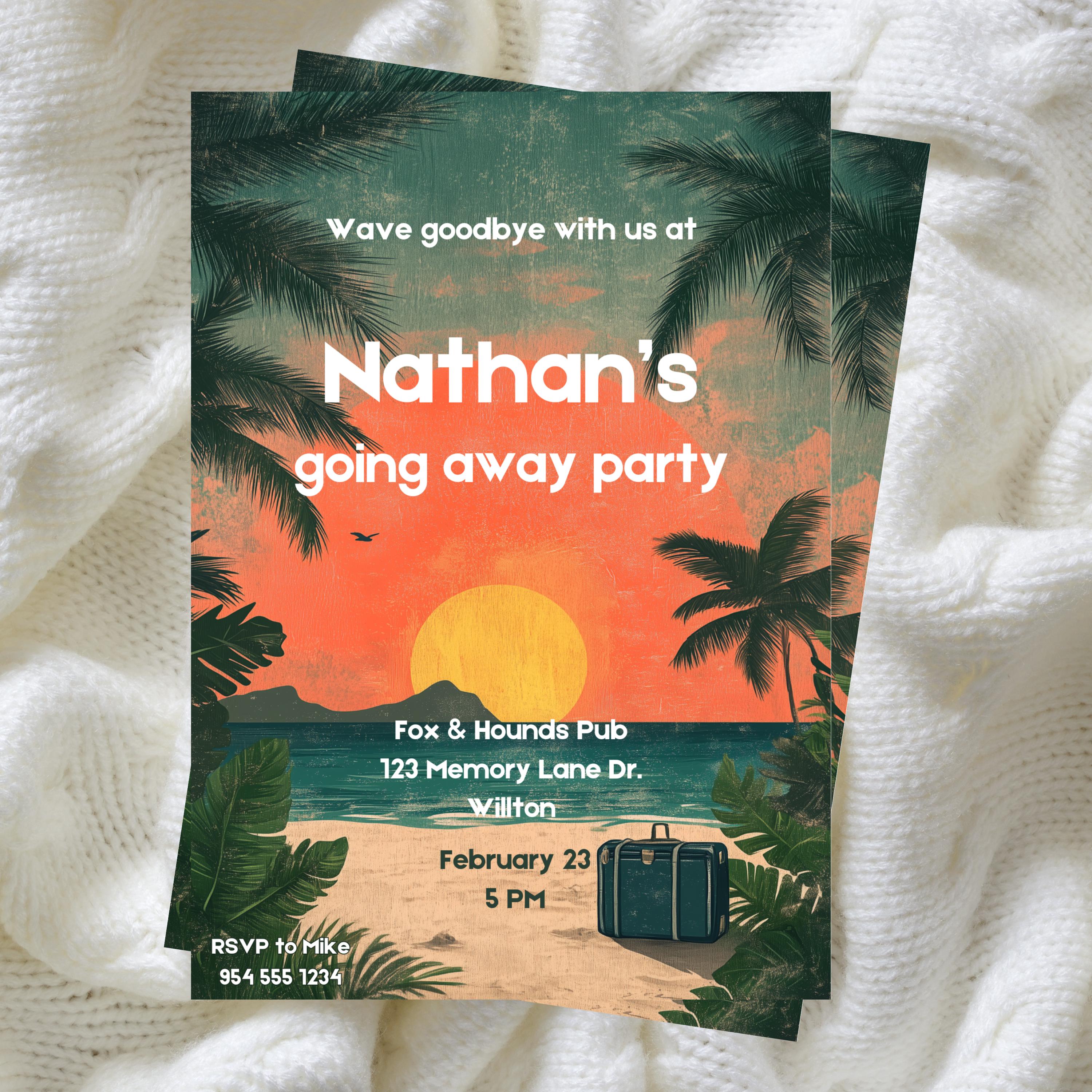 Bon Voyage Going Away Party Invitation, Farewell Celebration Invite ...