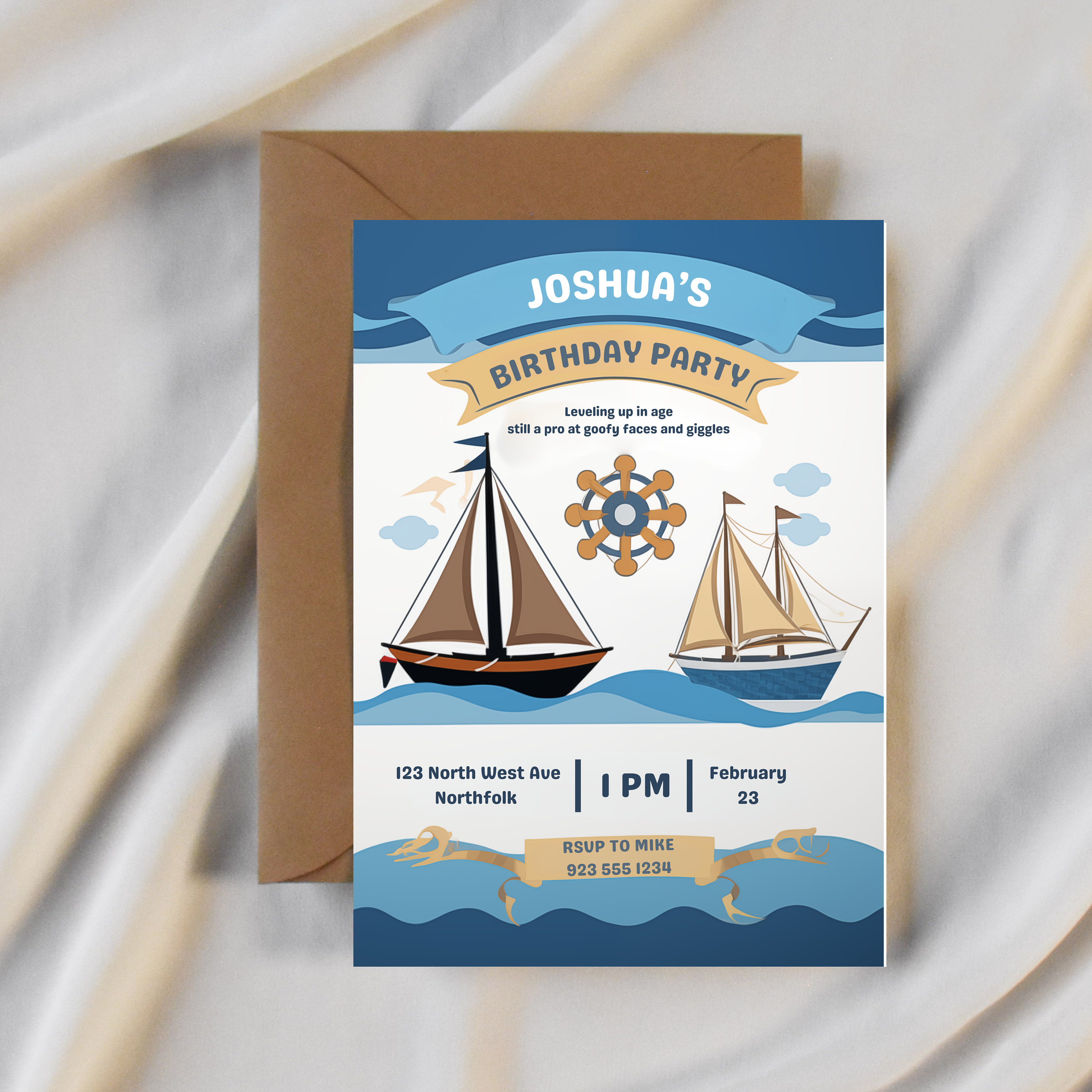 Editable Sailboat Invitation, Nautical Birthday Invitation, Boat ...