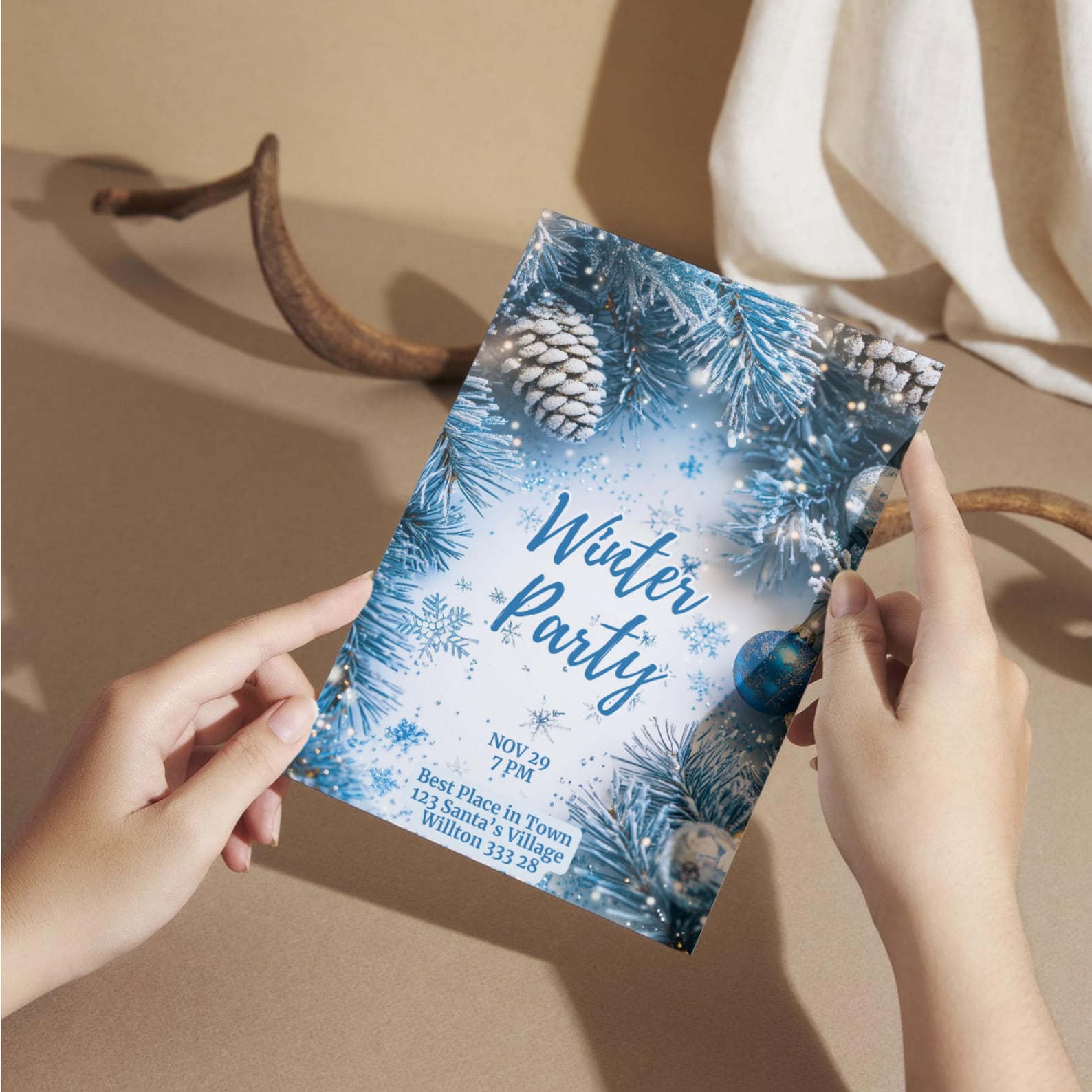 Editable Winter Party Invitation: Snowy Celebration Template (digital ...