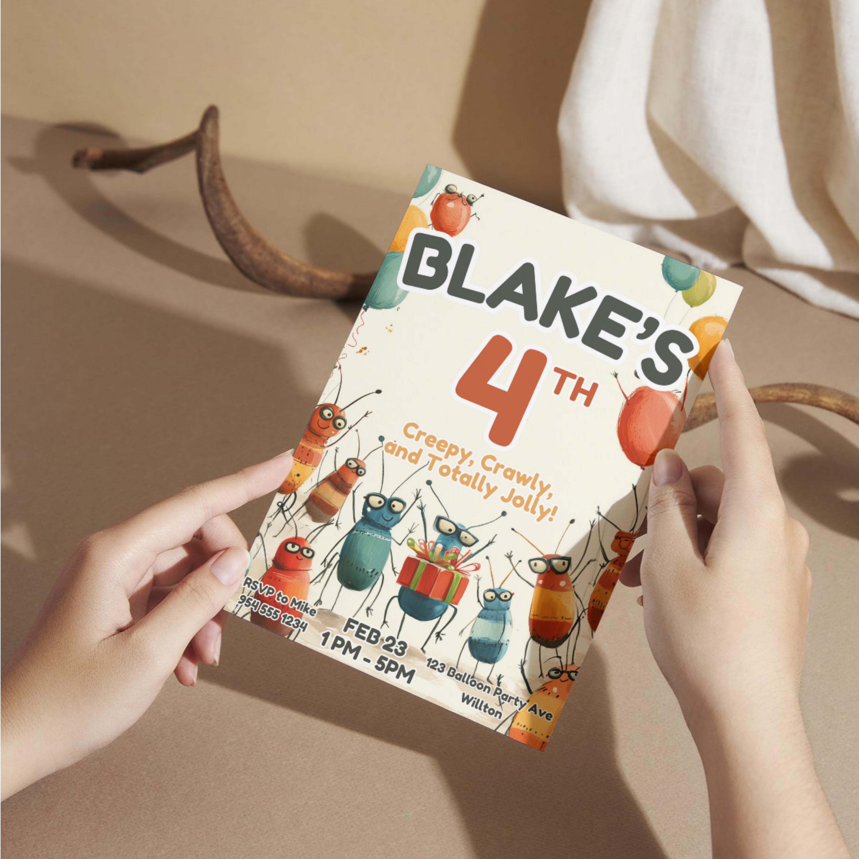 Bug-tastic Birthday Invitation, Funny Kids Party, Editable Digital ...