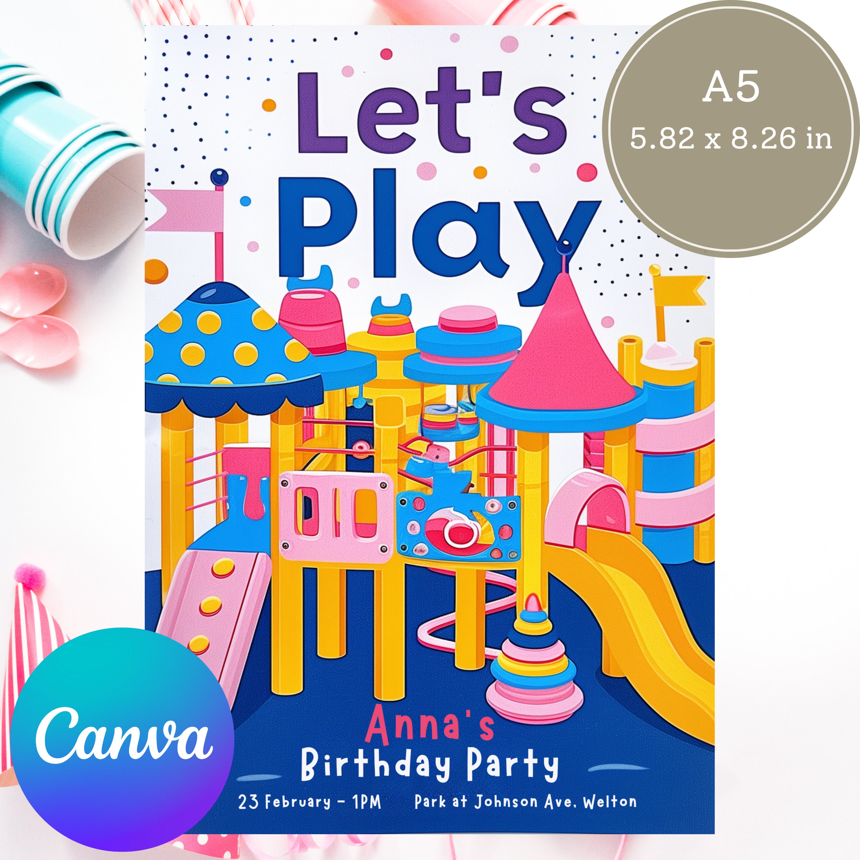 Playground Birthday Party Invite: Outdoor Fun, Park Picnic (digital ...