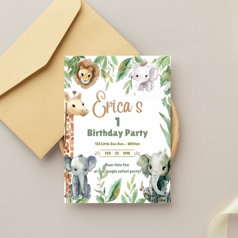 Editable Safari Birthday Party Invitation: Wild Animals (digital ...