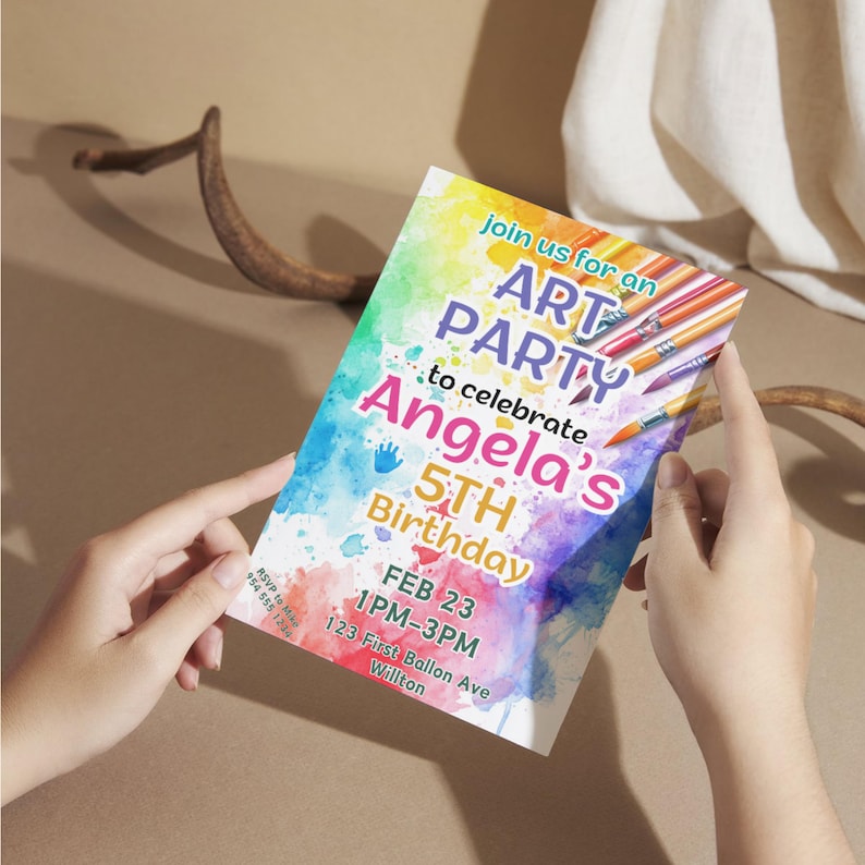 Art Birthday Invitation, Editable Artist Party Invite, Creative ...