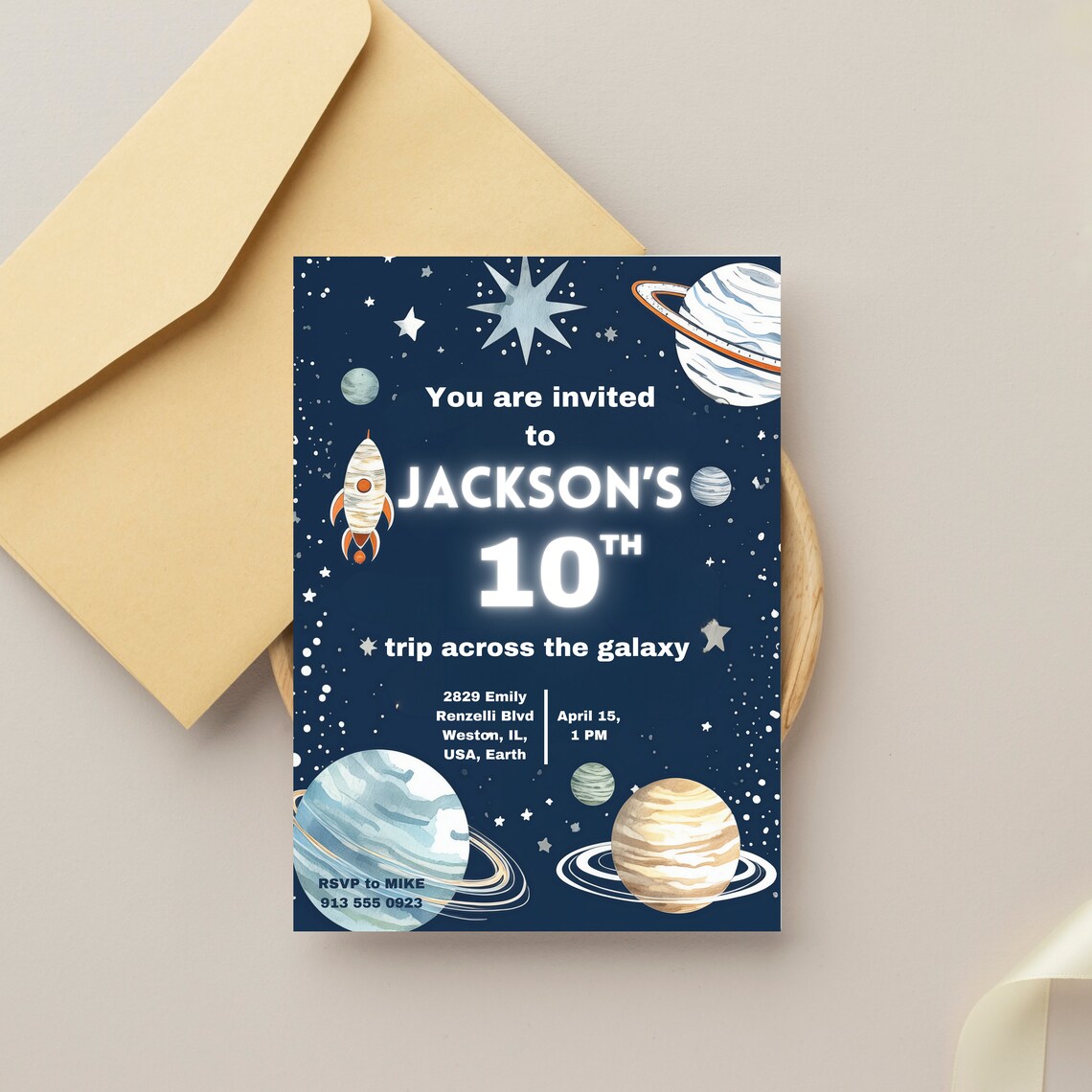 Space Birthday Party Invitation, Customisable Galactic Adventure Card ...