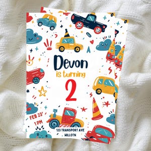 Editable Cars Birthday Invitation Template, Car Theme (digital Download ...