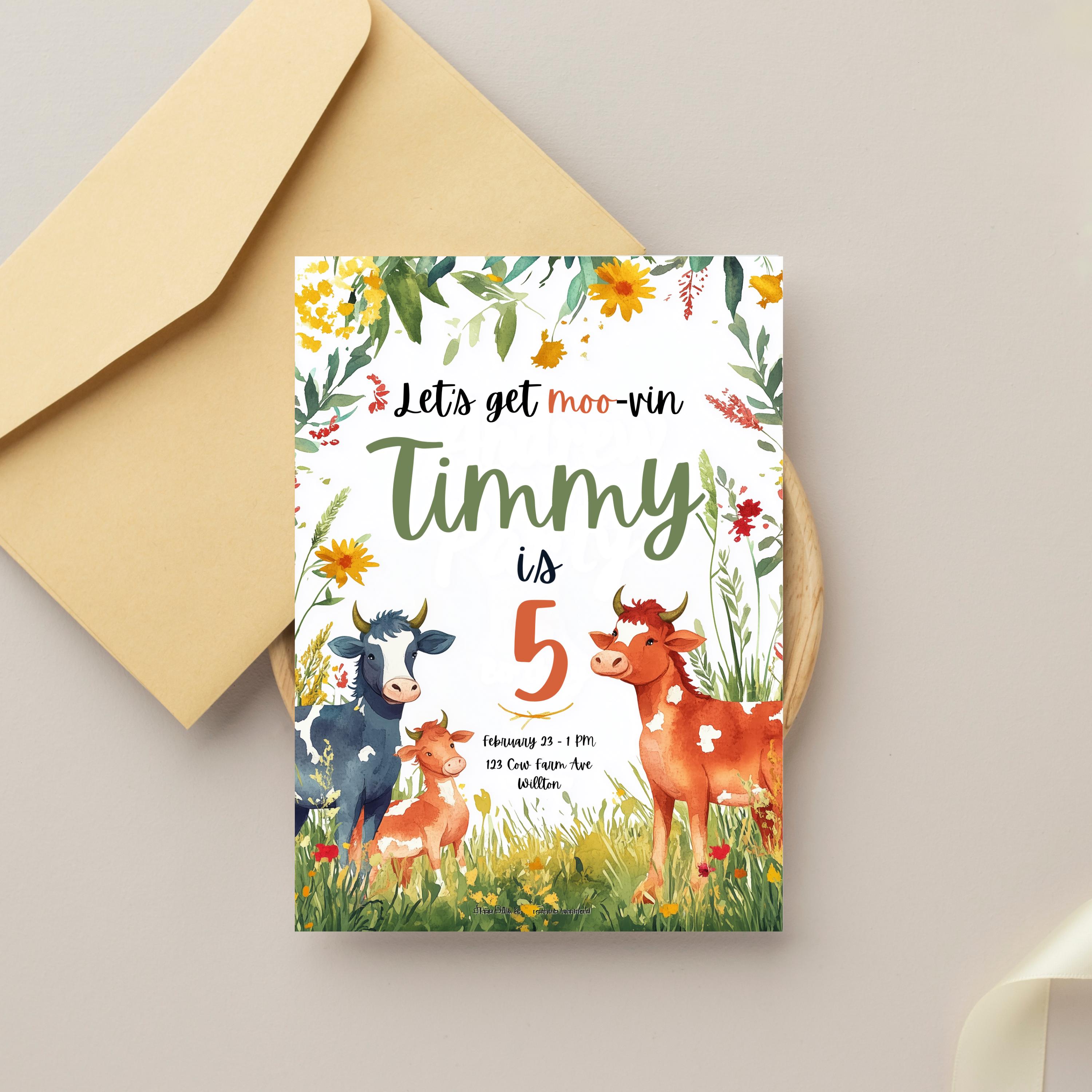 Rustic Ranch Birthday Invitation: Farm Animals, Barnyard Theme ...