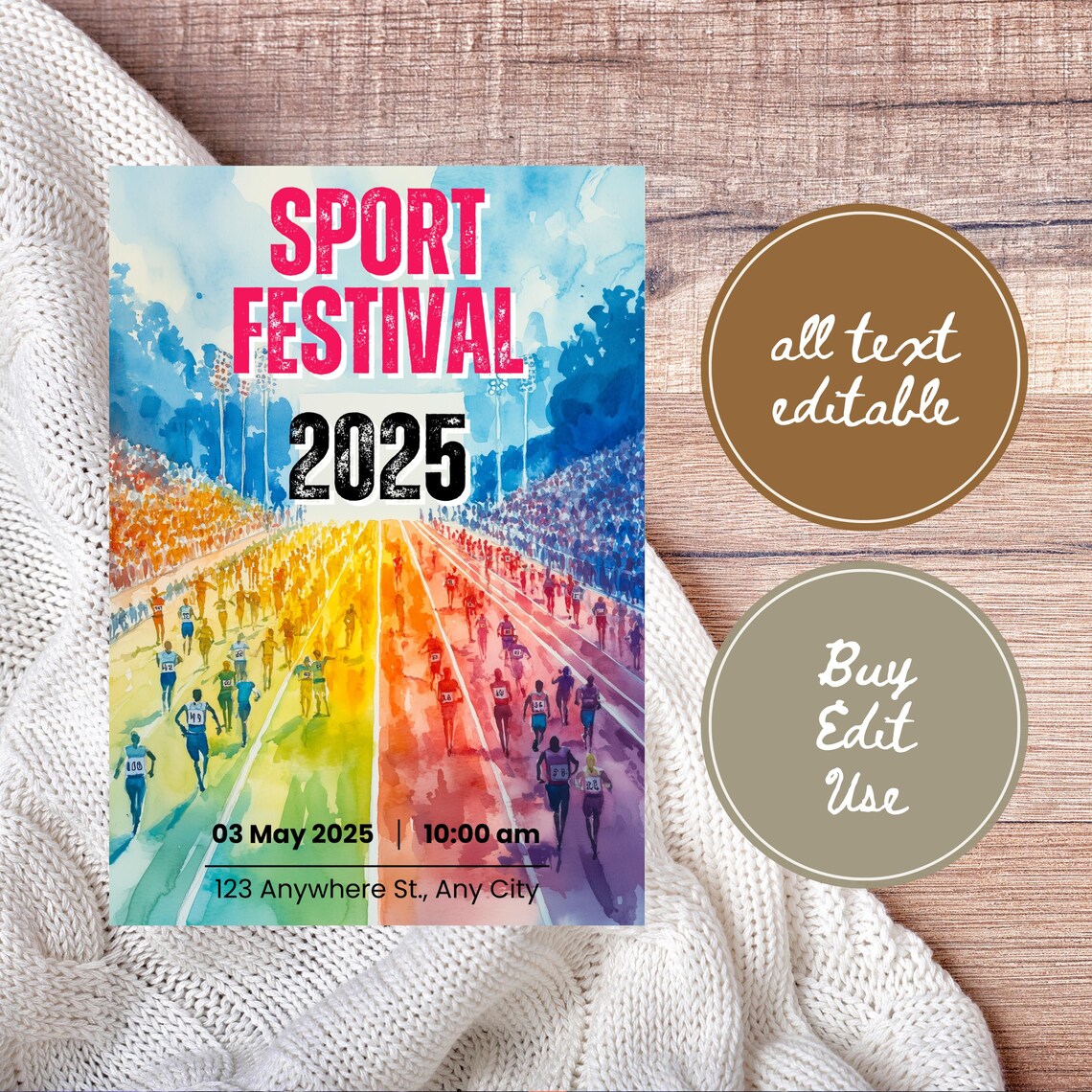 Sports Festival Invitation: Track and Field Event, Stadium Theme ...