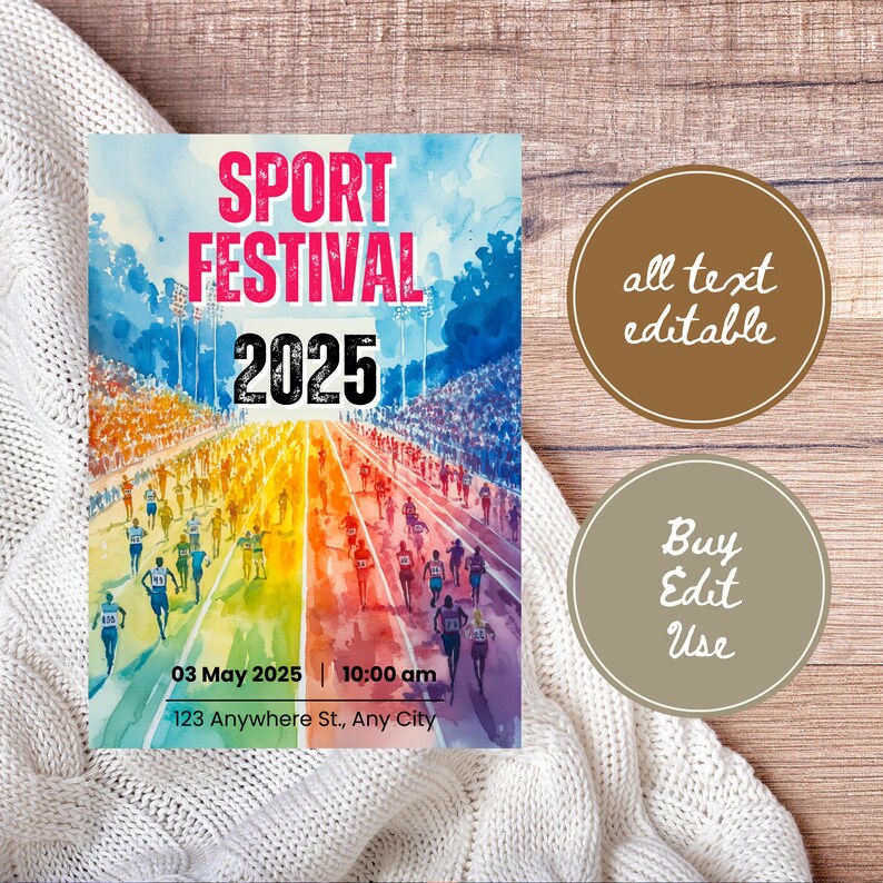 Sports Festival Invitation: Track and Field Event, Stadium Theme ...