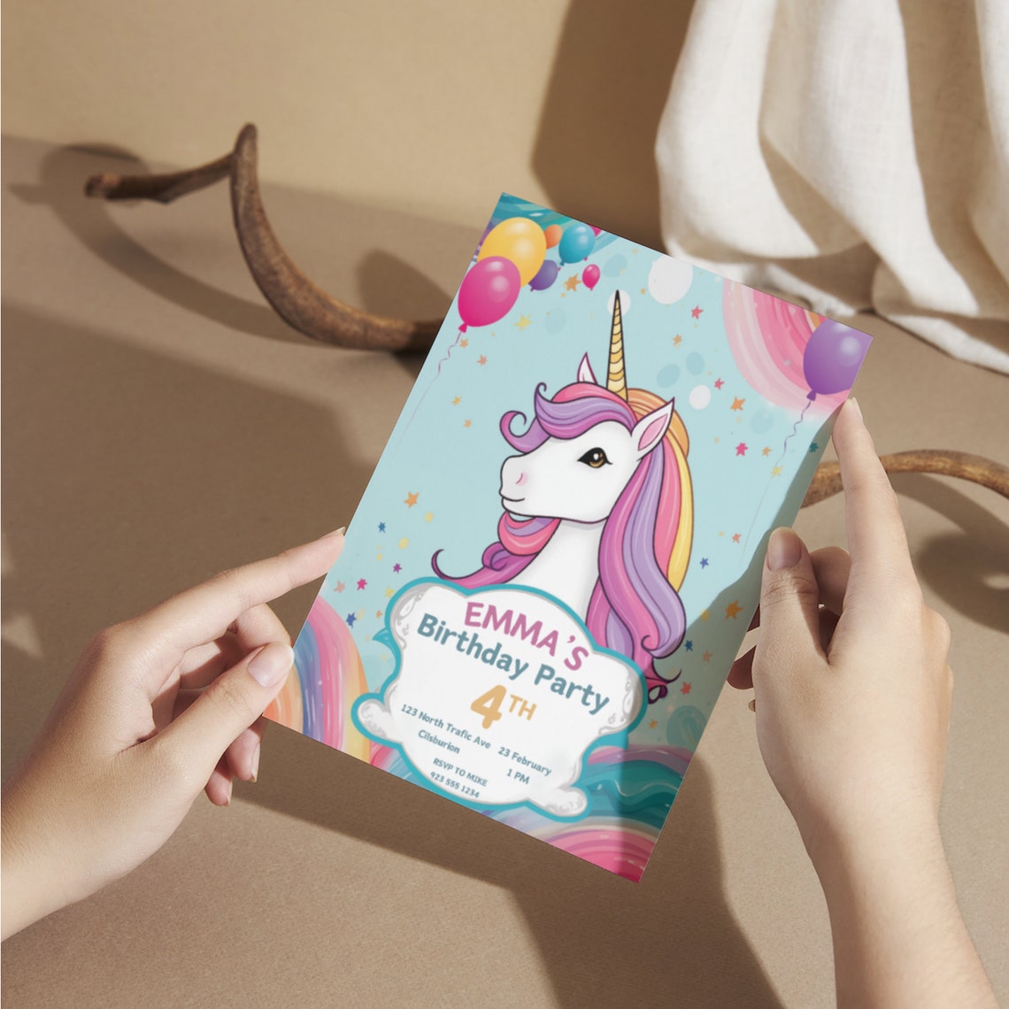 Editable Unicorn Birthday Party Invitation, Unicorn Birthday Invite ...