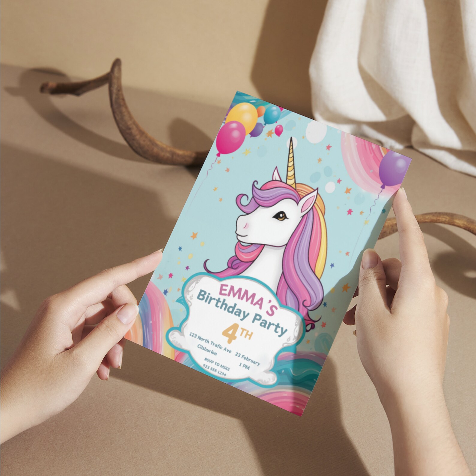 Editable Unicorn Birthday Party Invitation, Unicorn Birthday Invite ...