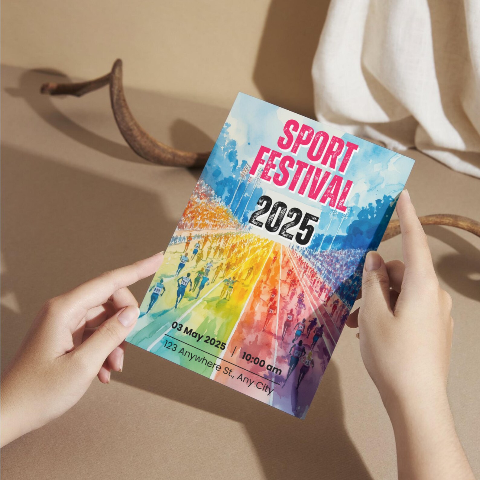 Sports Festival Invitation: Track and Field Event, Stadium Theme ...
