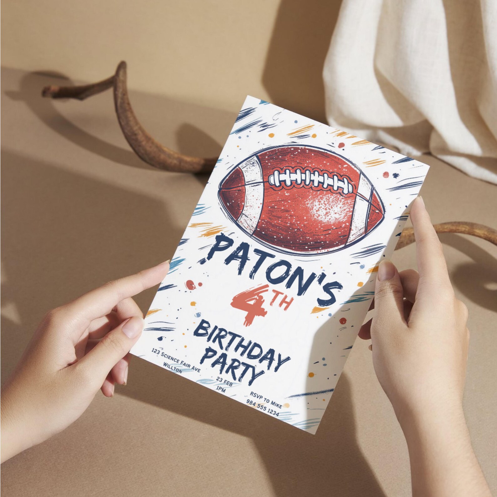 Editable Kids Football Birthday Party Invitation, Sports Themed ...