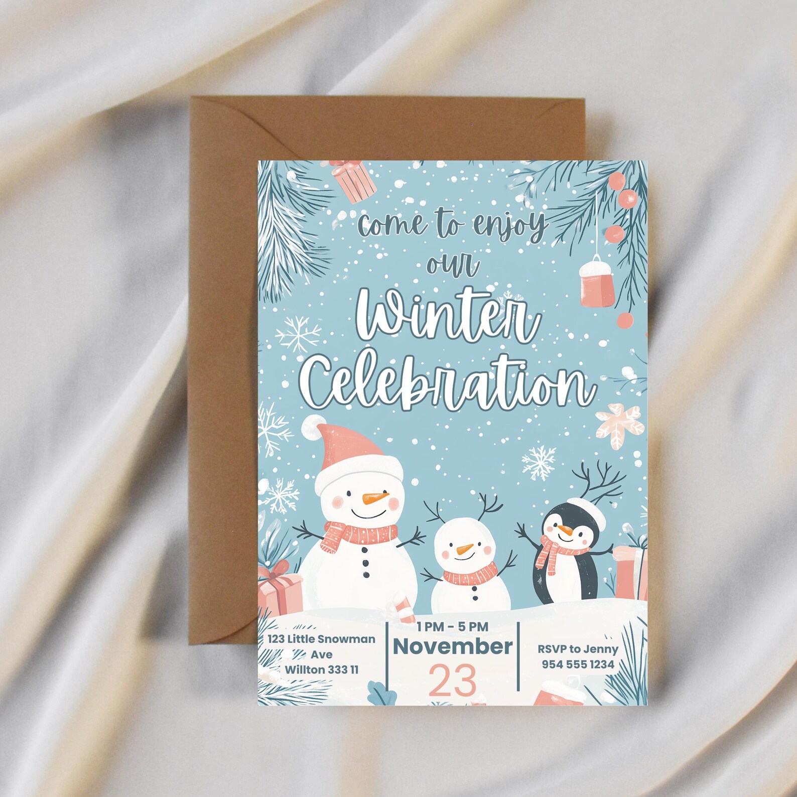Winter Celebration Invite, Company Party, Winter Party Invitation ...