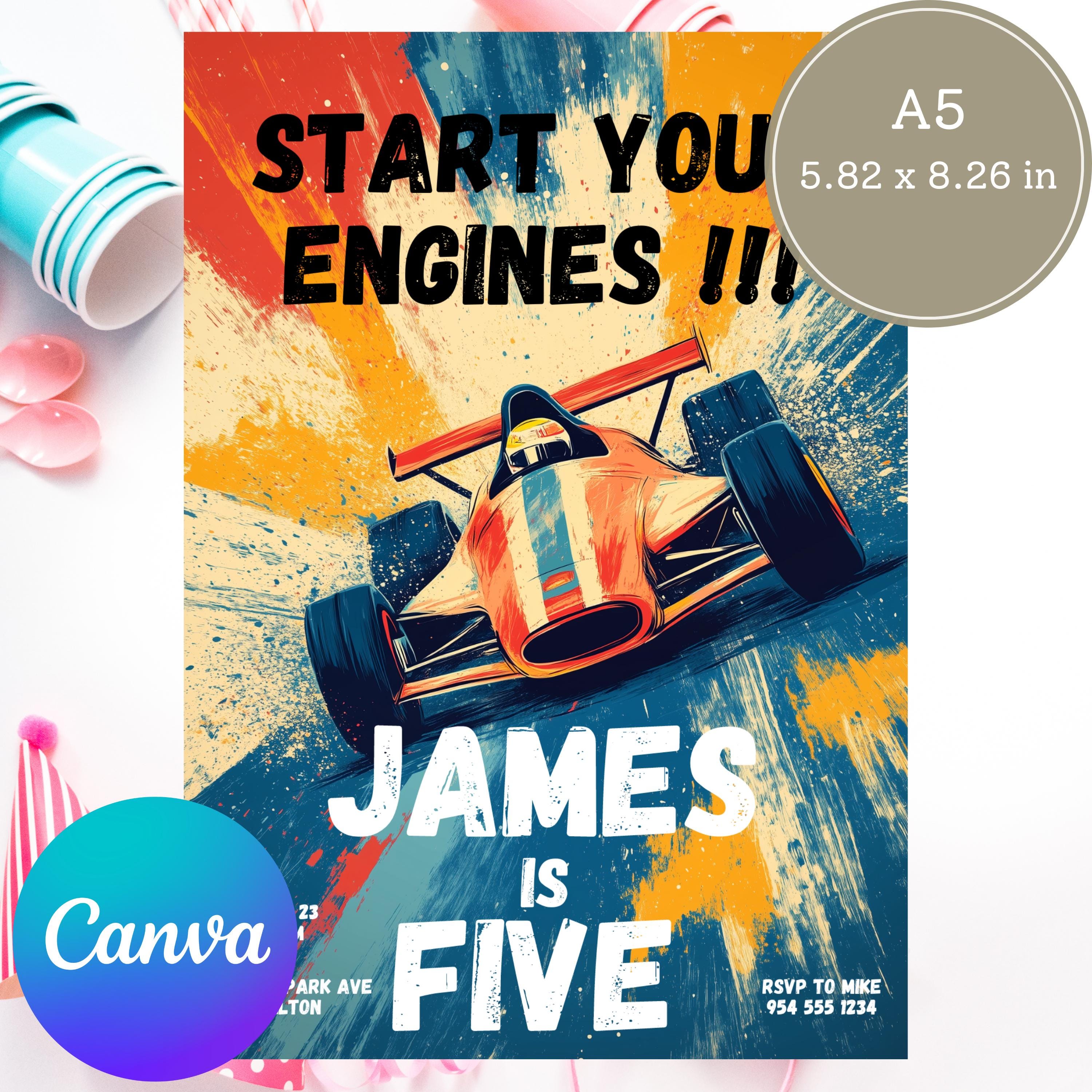 Race Car Birthday Invitation: Editable Race Track Party (digital ...