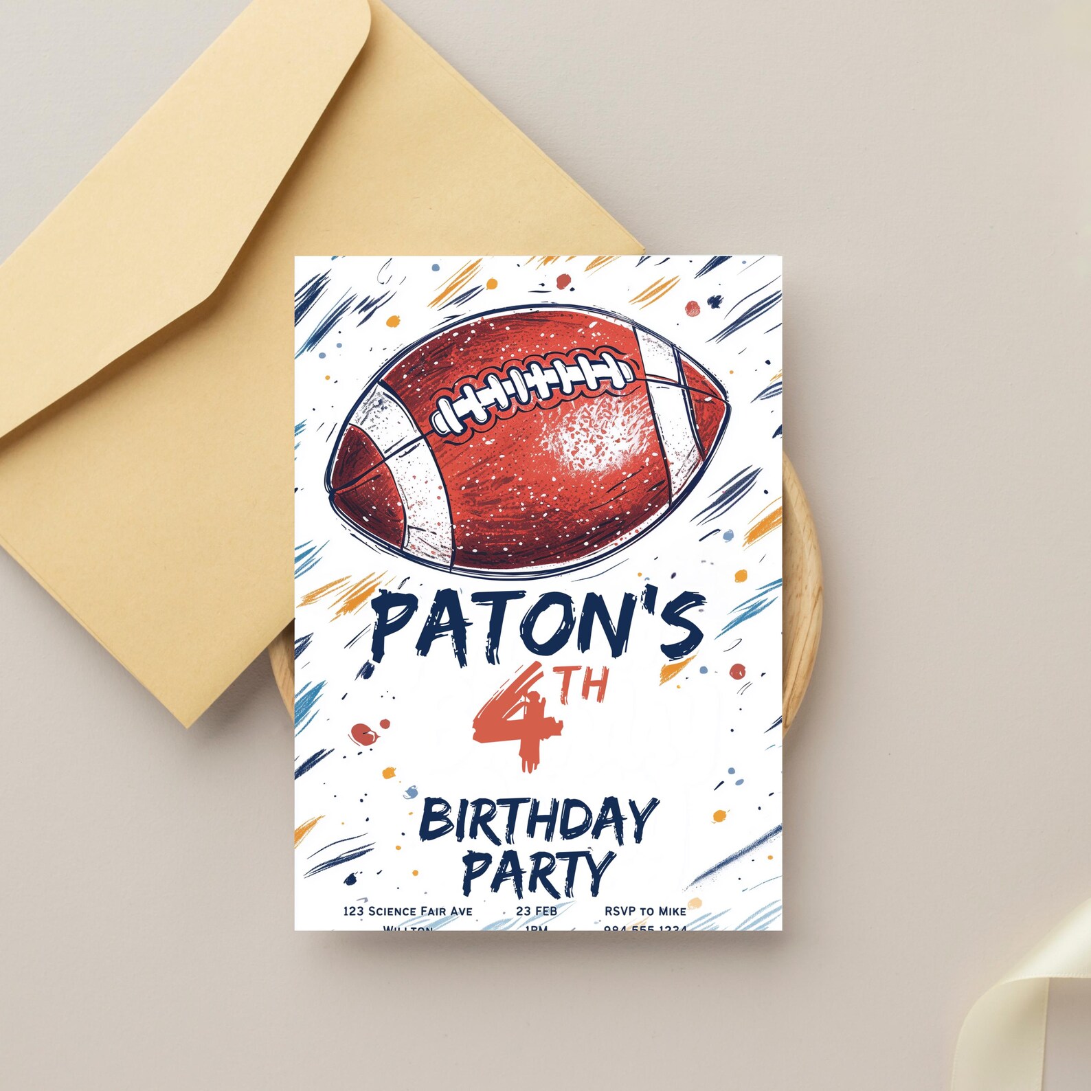 Editable Kids Football Birthday Party Invitation, Sports Themed ...