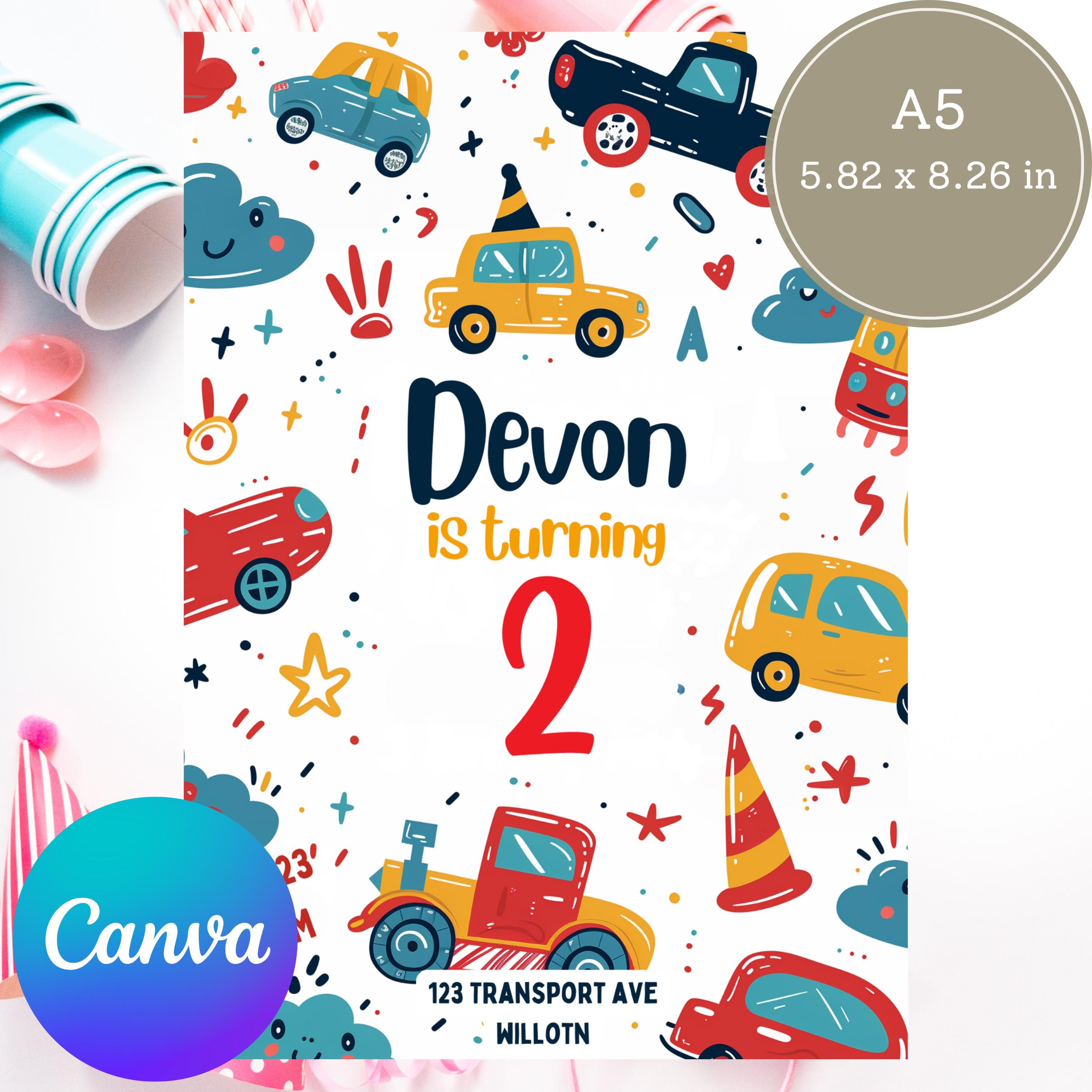 Editable Cars Birthday Invitation Template, Car Theme (digital Download ...