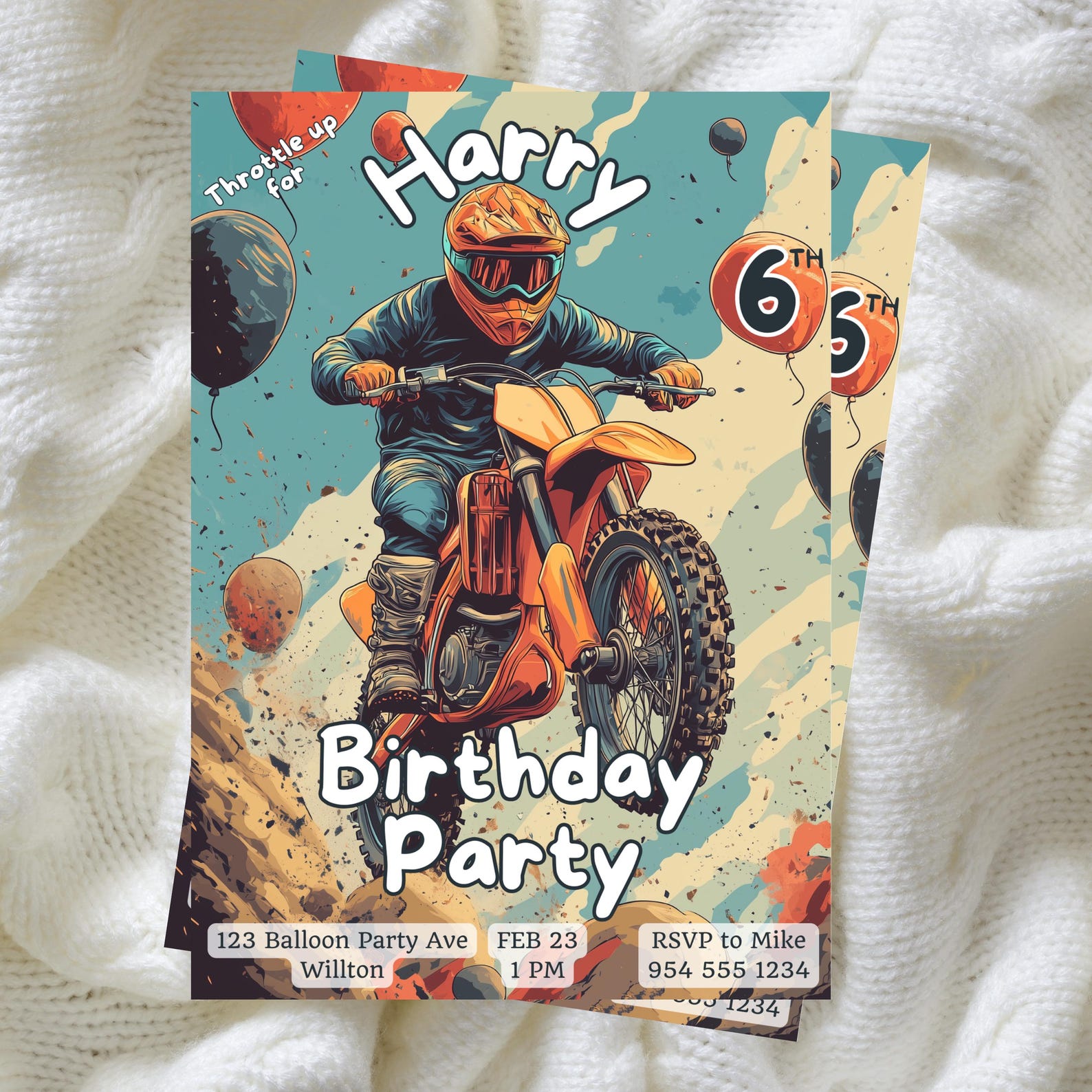 Dirt Bike Birthday Invitation for Kids, Fun Editable Off-road Party ...