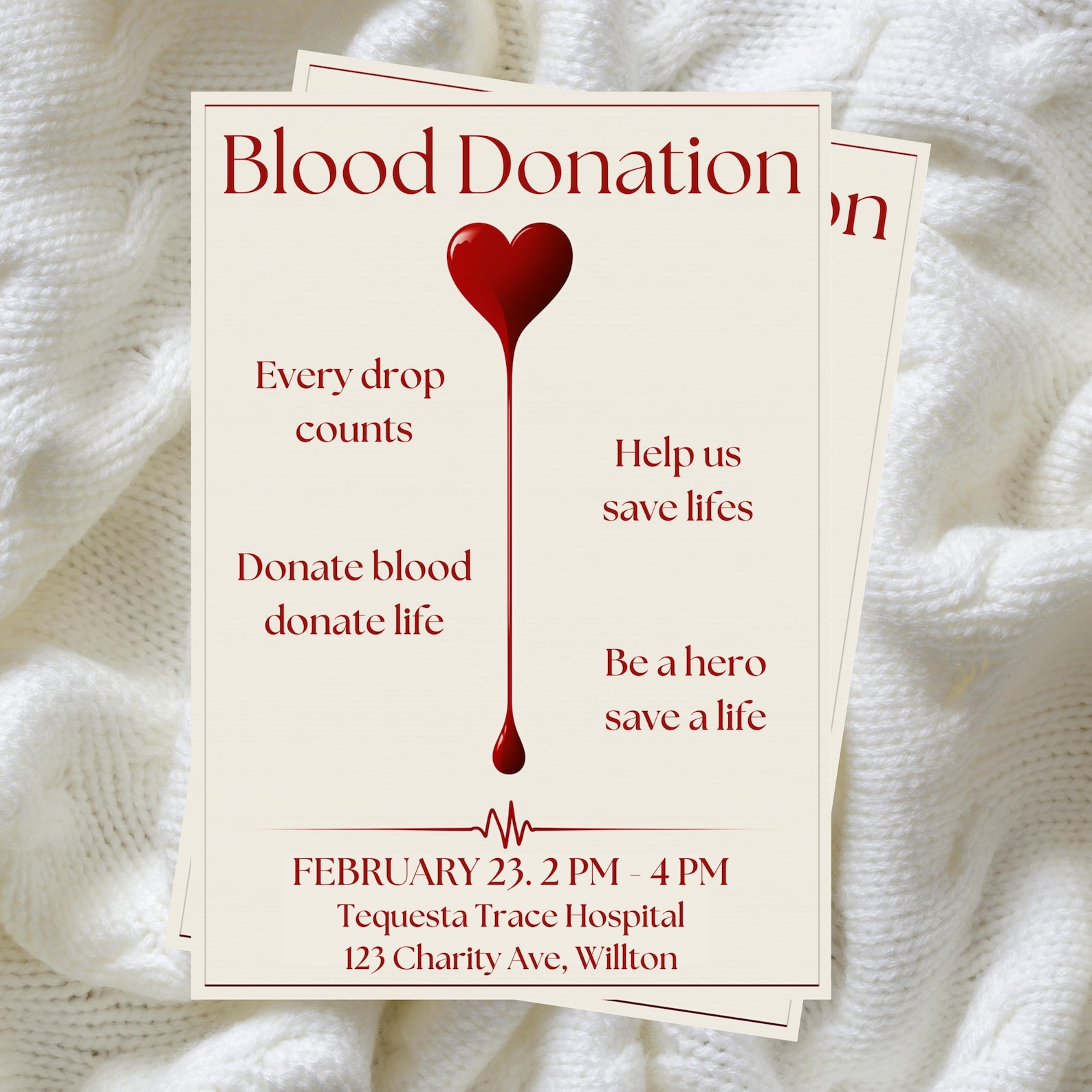 Blood Donation Drive Invitation, Editable Charity Event Template ...