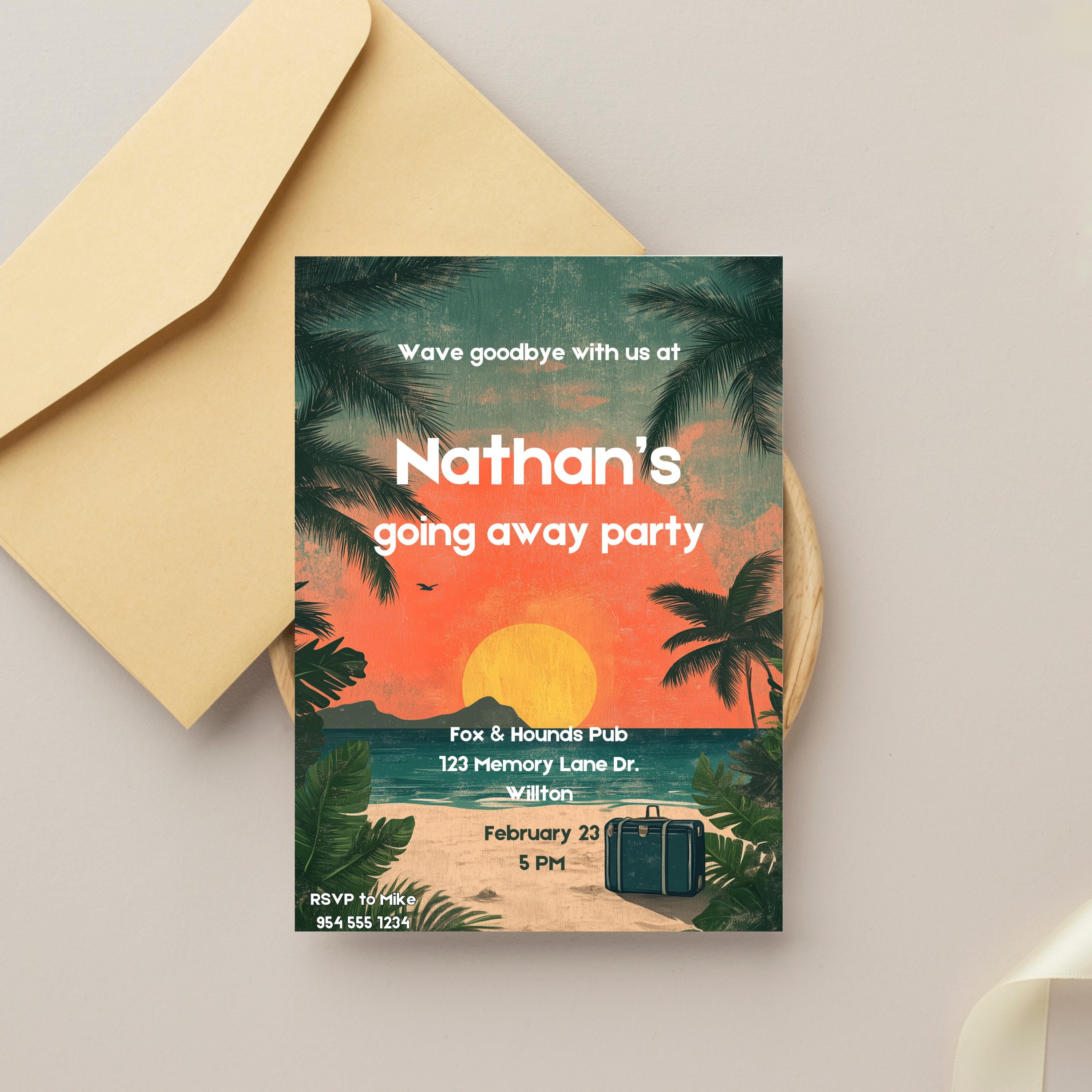 Bon Voyage Going Away Party Invitation, Farewell Celebration Invite ...