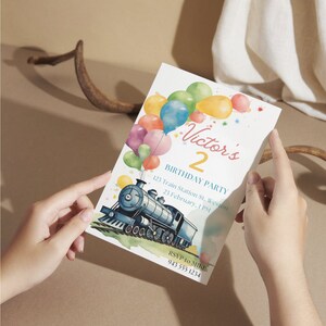 Train Themed Birthday Invite Template, Train Birthday Invite, Engine ...