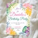 Tropical Birthday Invitation: Watercolor Flowers, Editable Template ...